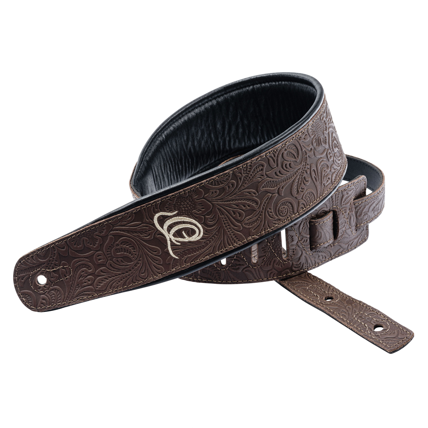 Ortega OSBY-2 Guitar Leather Strap, 70Mm 2-Layer, Byzantine Cocoa